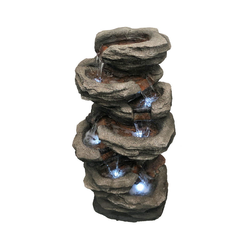 6-Tier Rock Water Feature Water Fountain DW46038 - Water Features ...